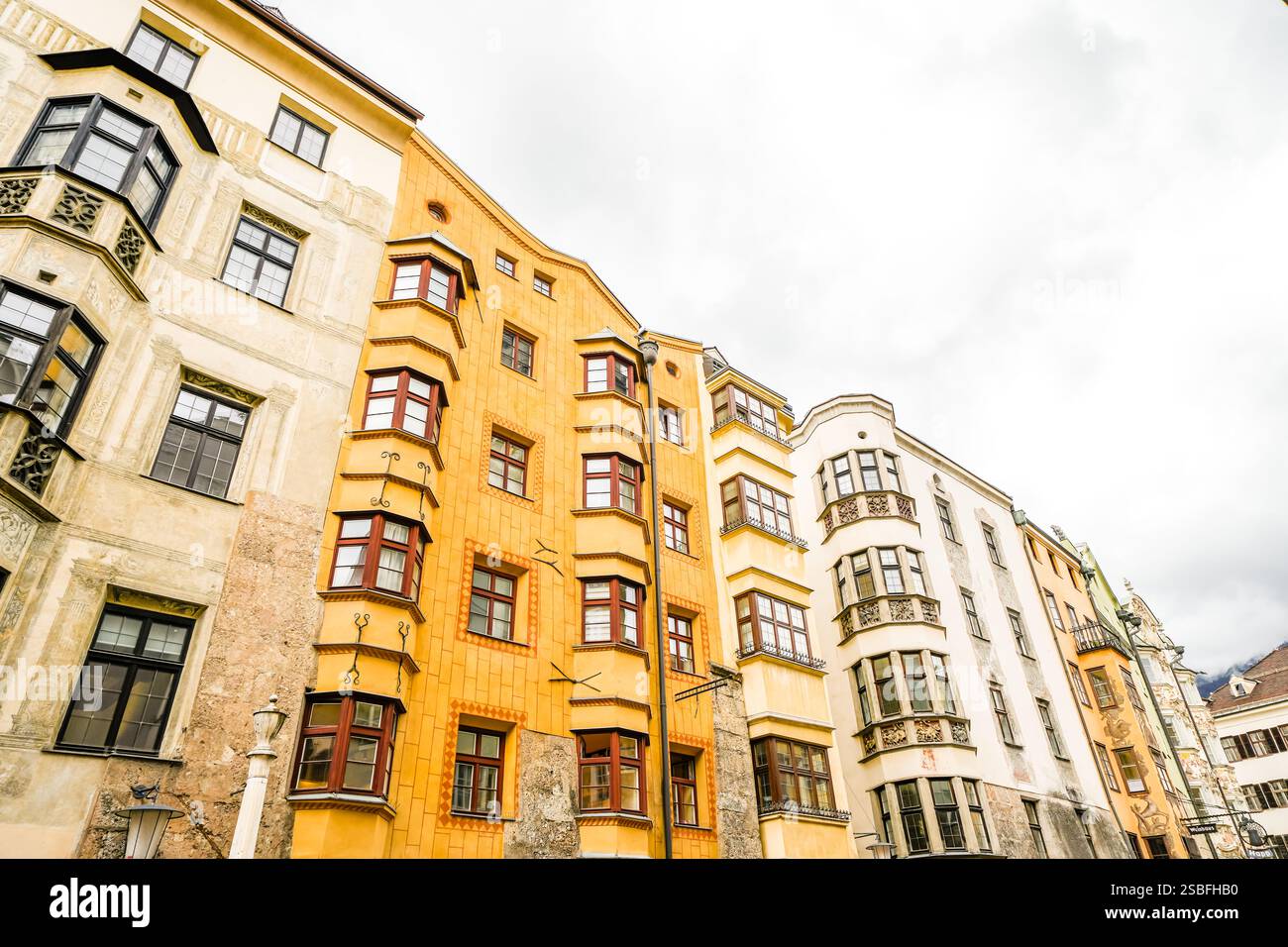 View of old buildings in Innsbruck. Architecture of the city Stock ...