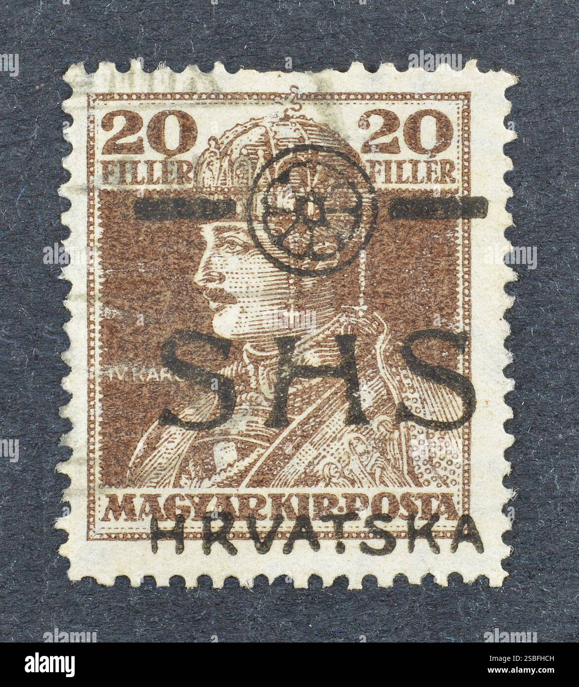 Cancelled postage stamp printed by Kingdom of Serbs, Croats and ...