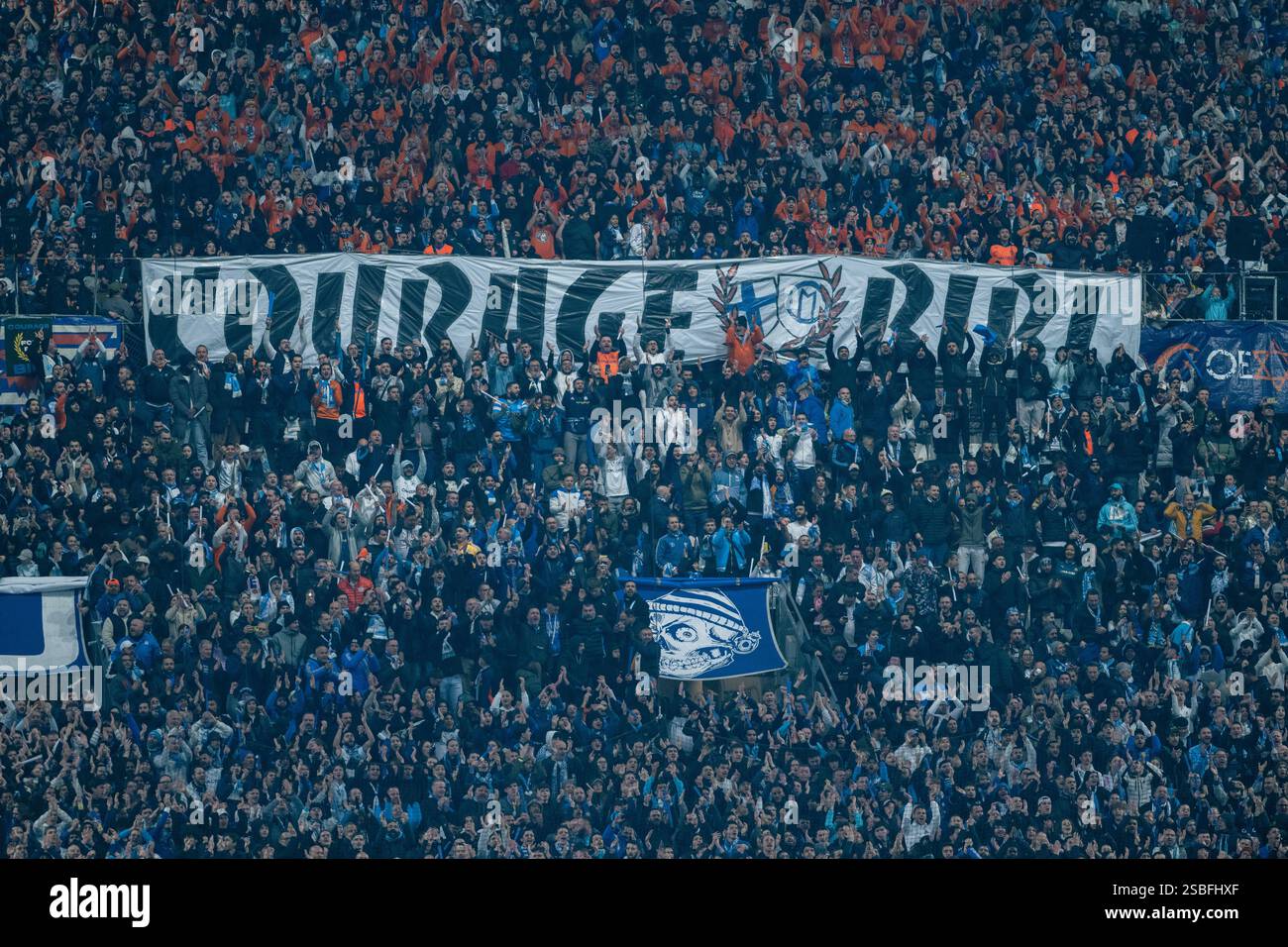 Marseille, France. 02nd Feb, 2025. Fans of Marseille before the French ...