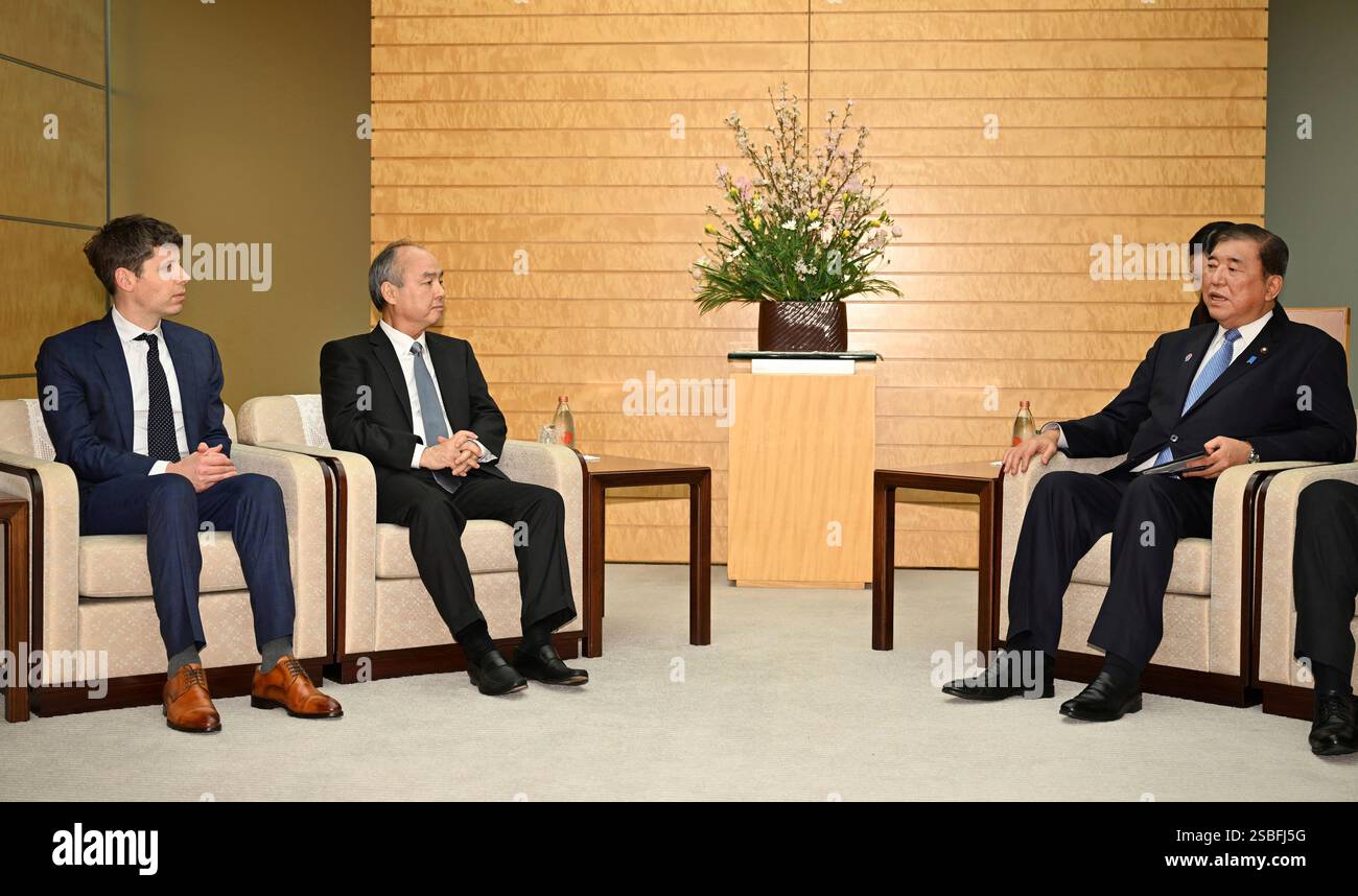 Sam Altman (L), CEO of OpenAI, and SoftBank Group Chairman and CEO ...