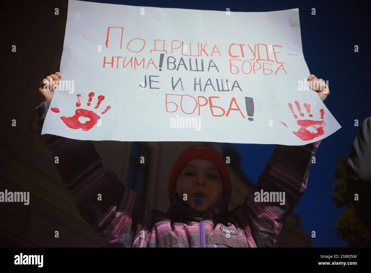 Cacak, Serbia - Febryary 02, 2025: Protest walk on the occasion of the ...