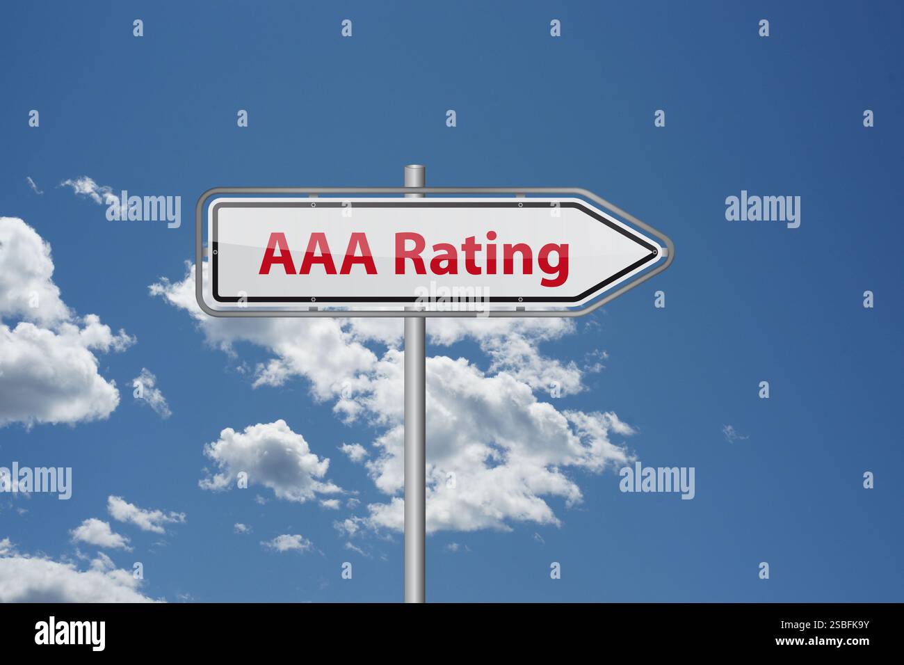 Road Sign Indicating AAA Rating, a symbol representing outstanding ...