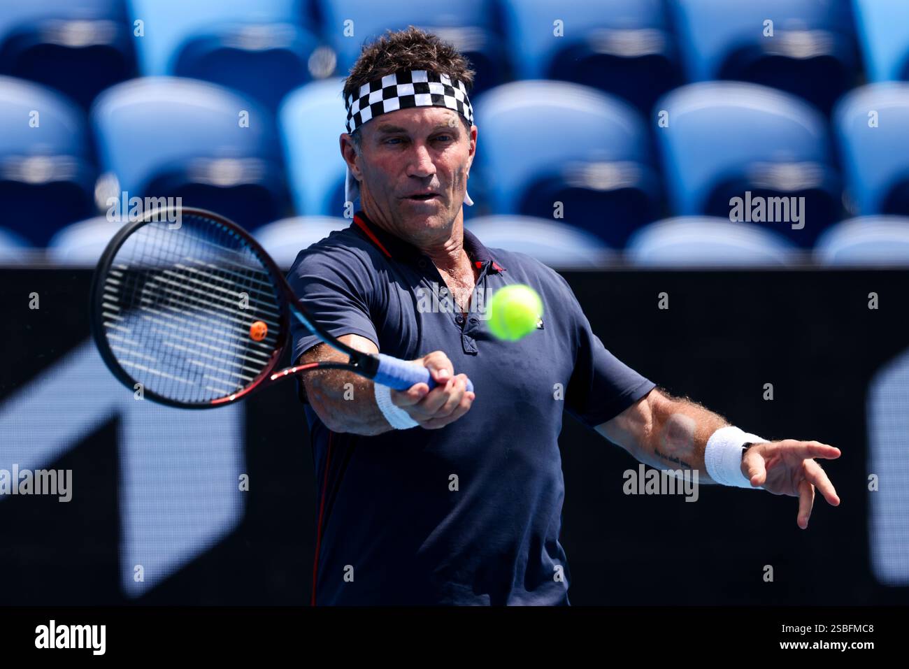 MELBOURNE, AUSTRALIA - JANUARY 10: Pat Cash partners Rennae Stubbs of ...