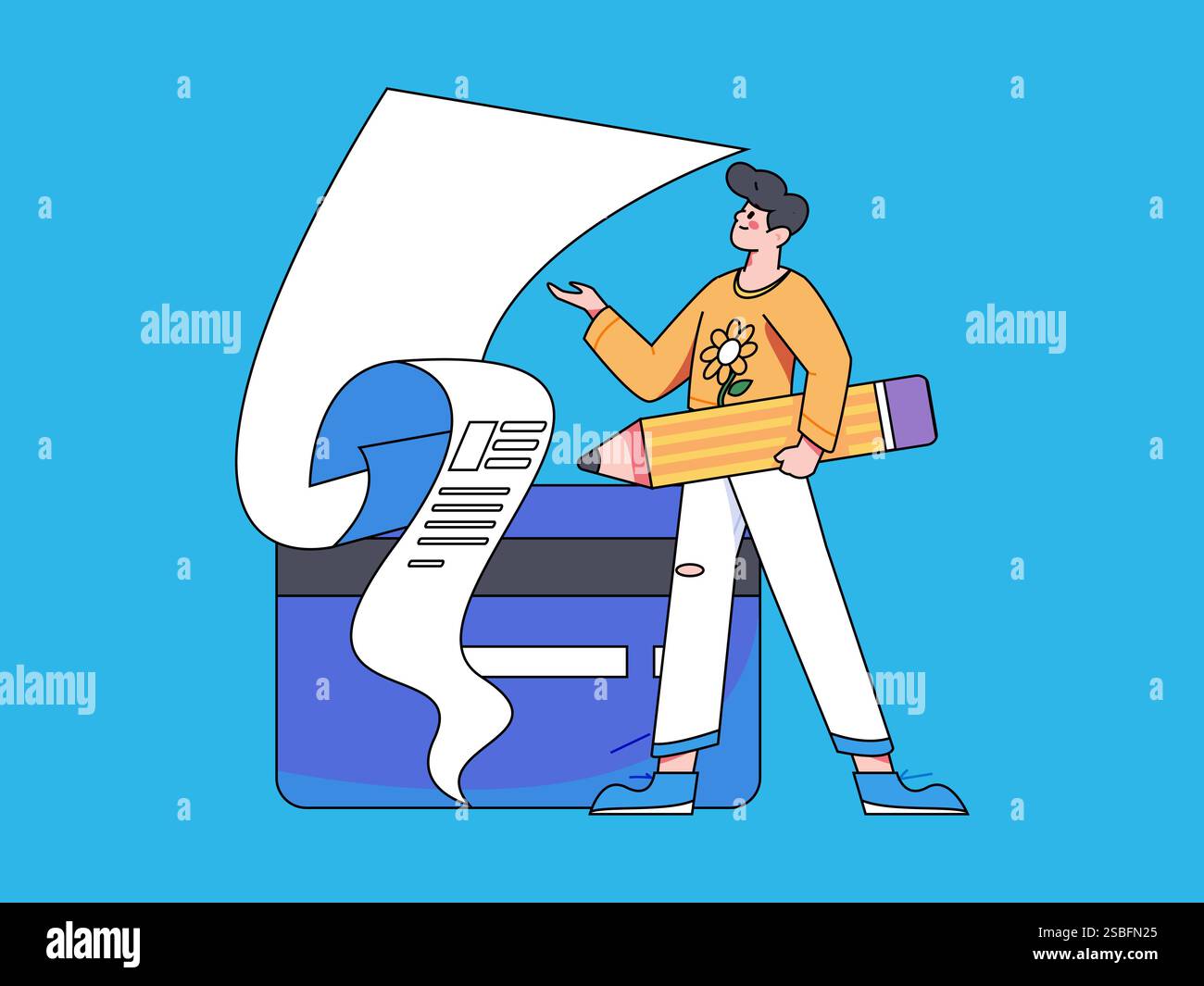 Credit card bill character flat vector concept operation hand drawn ...
