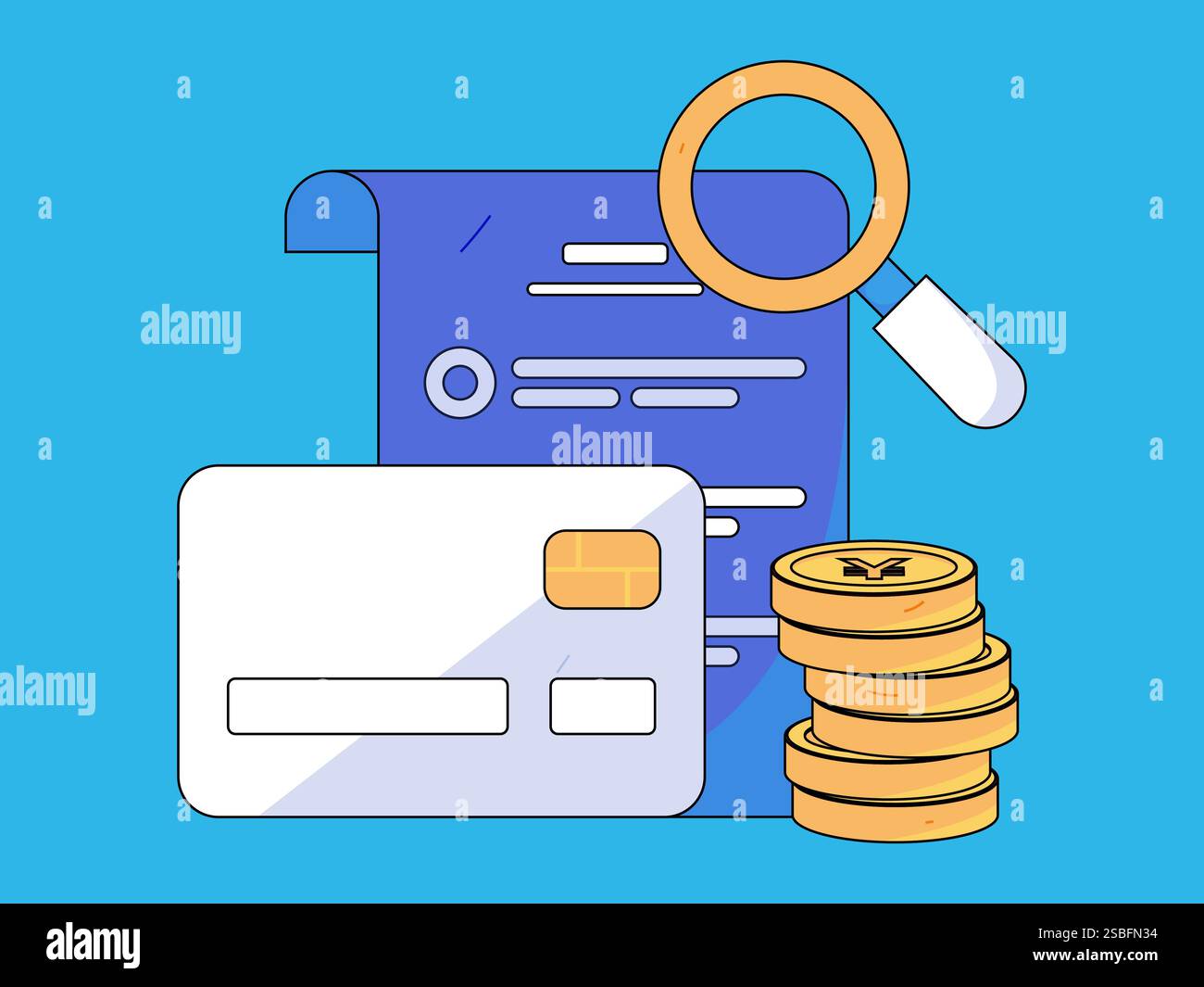 Credit card bill character flat vector concept operation hand drawn ...