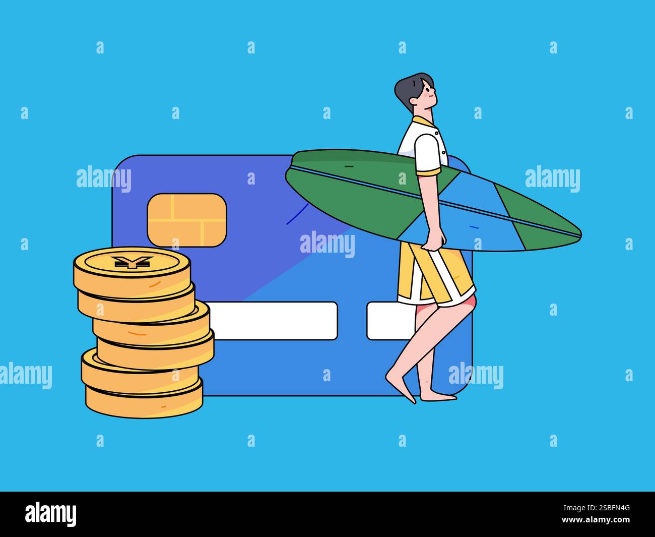 Credit card bill character flat vector concept operation hand drawn ...