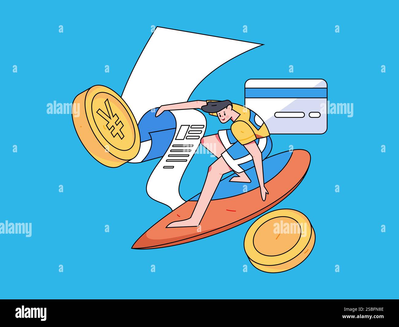 Credit card bill character flat vector concept operation hand drawn ...