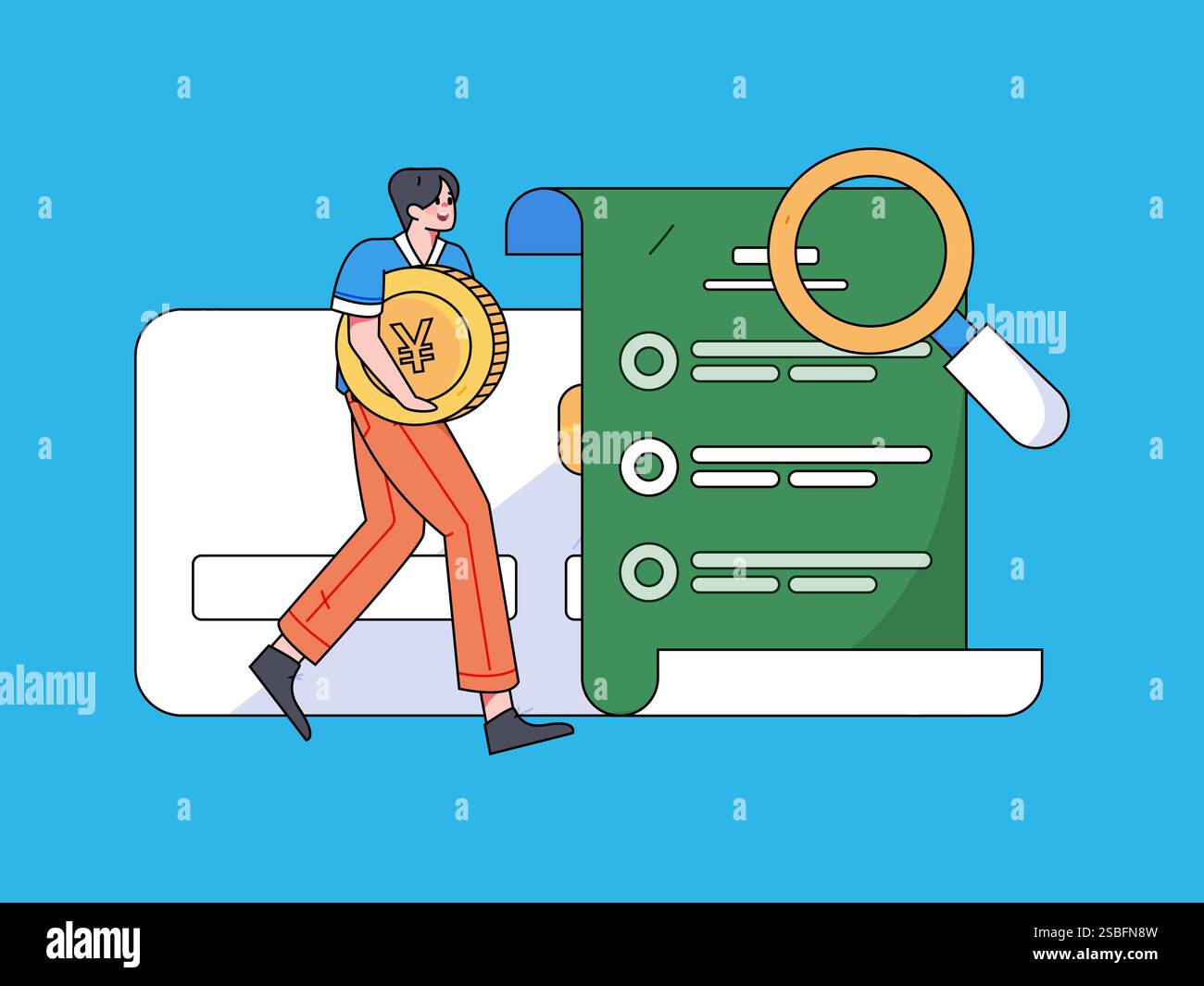 Credit card bill character flat vector concept operation hand drawn ...