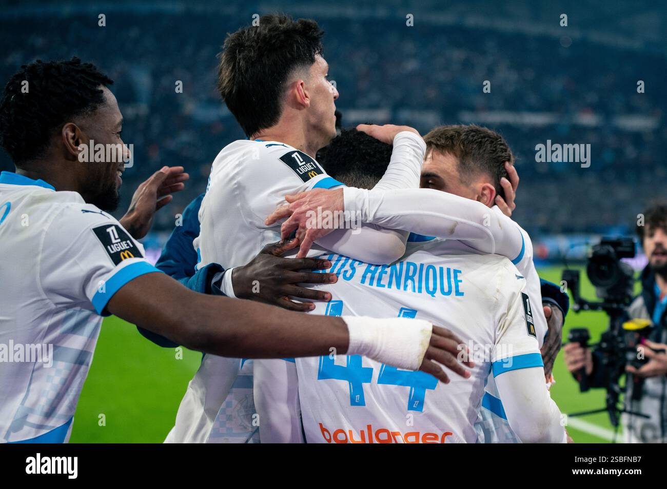 Luis Henrique and players of Marseille celebrating his goal during the ...