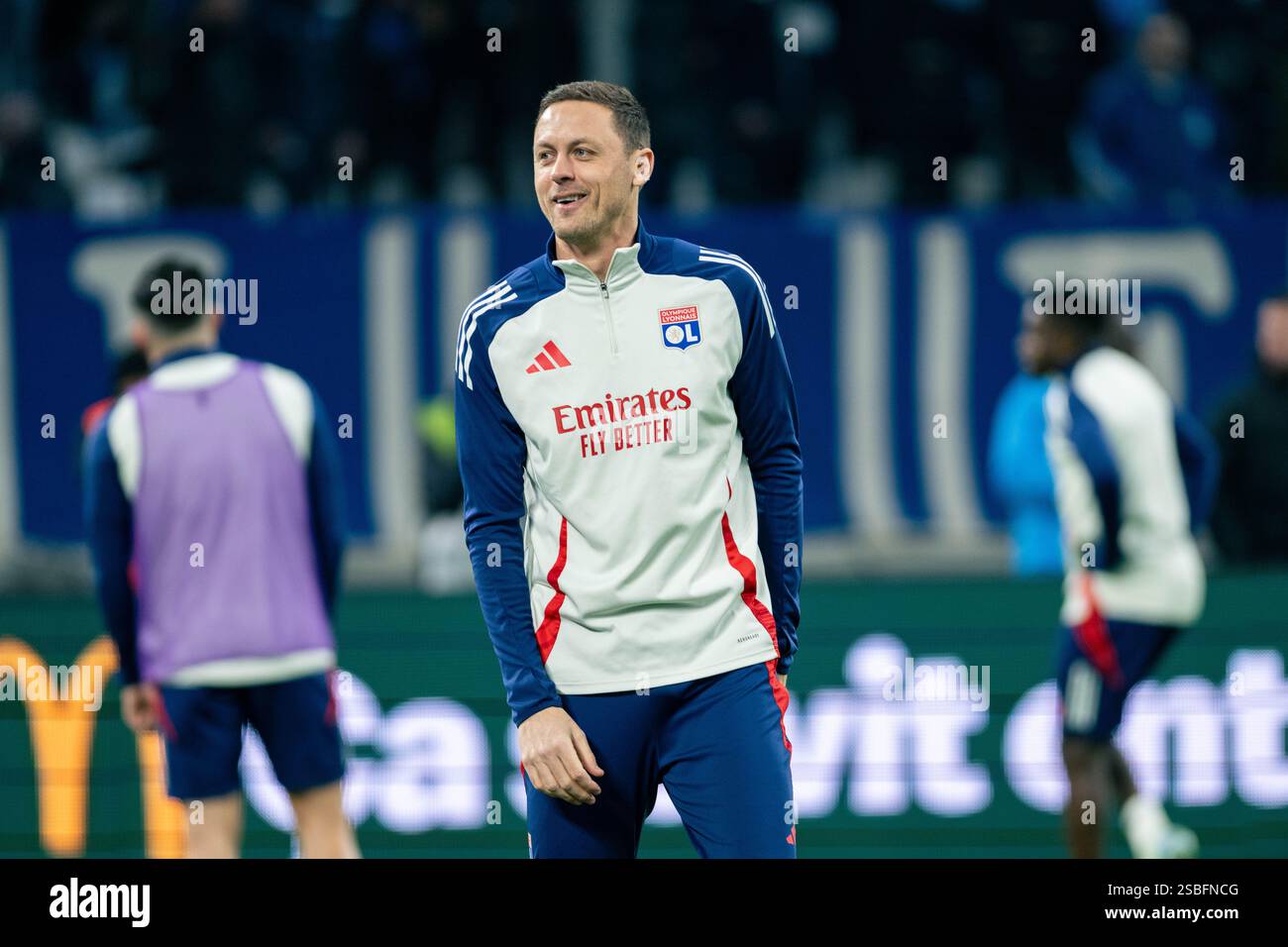 Nemanja Matic of Lyon warming up before the French championship Ligue 1 ...