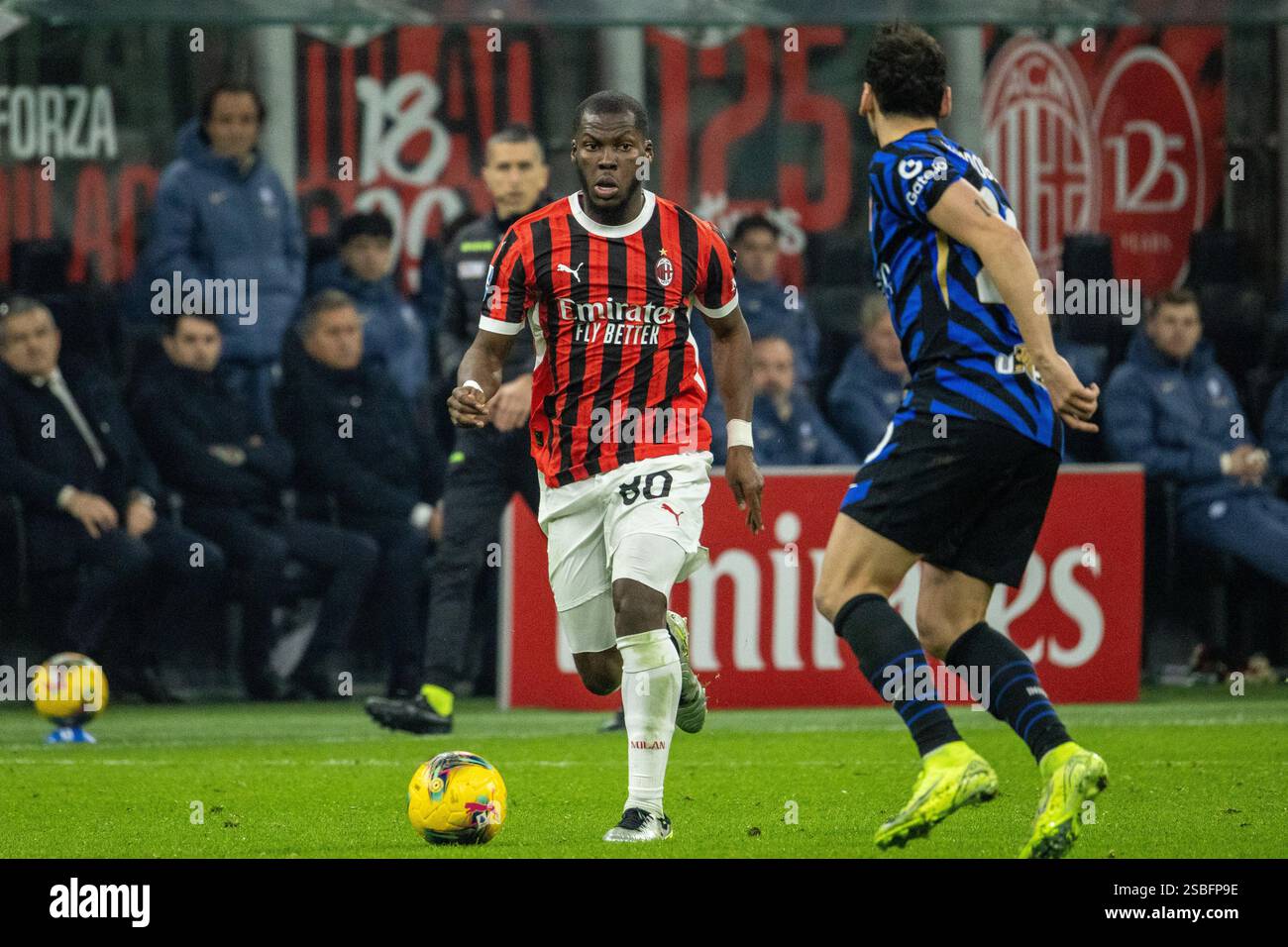 Milan, Italy. 02nd Feb, 2025. Yunus Musah AC Milan during serie A match AC Milan vs Fc ...