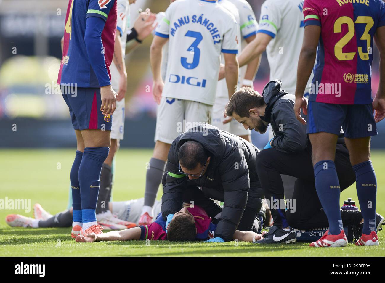 Pablo Martin Paez Gavira 'Gavi' of FC Barcelona injured during the ...