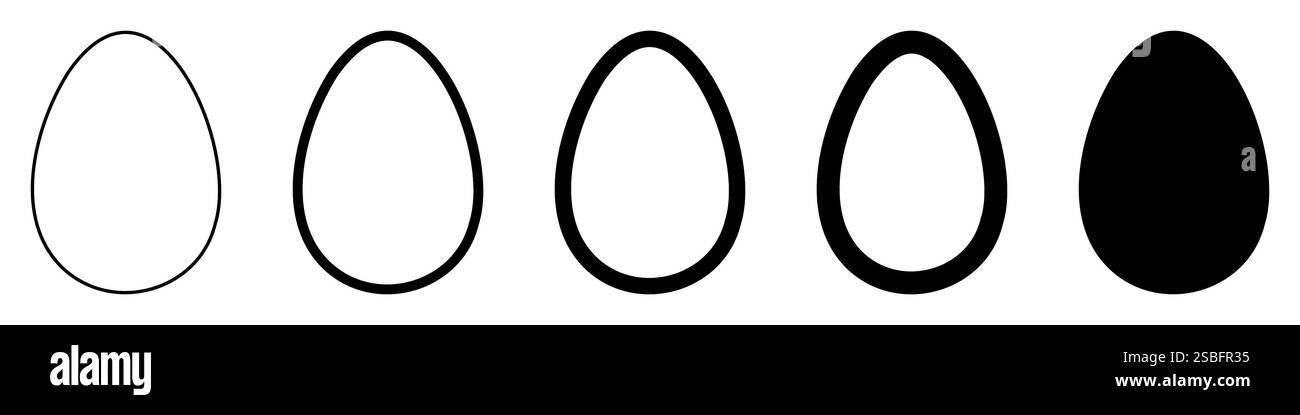 Egg icon. Set of black linear egg icons. Egg symbol. Vector ...