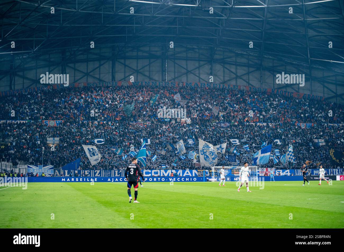 Fans of Marseille during the French championship Ligue 1 football match ...