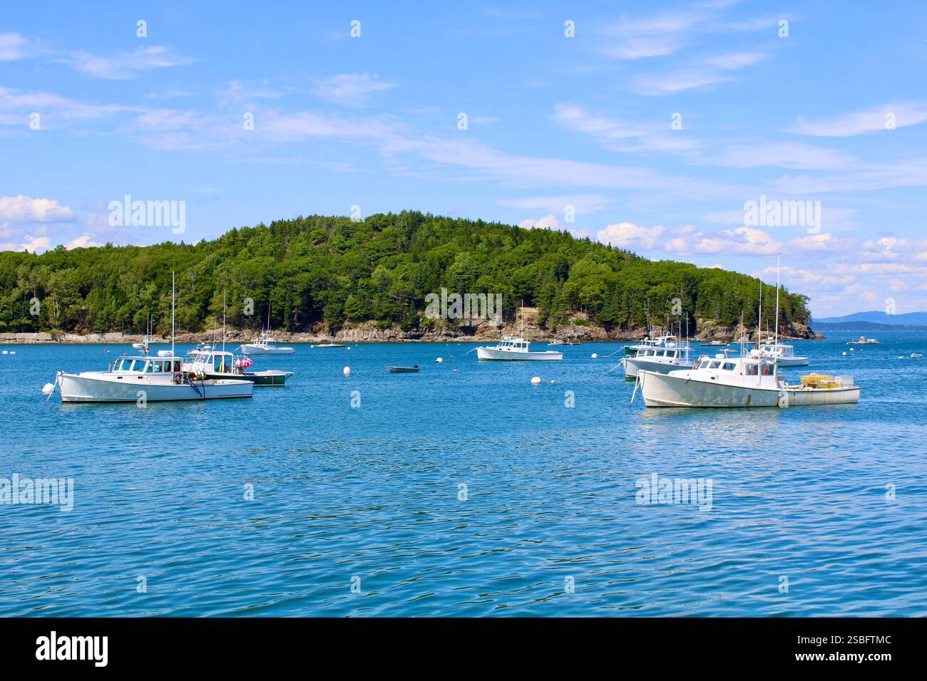 Fishing boats anchored in Bar Harbor Stock Photo - Alamy