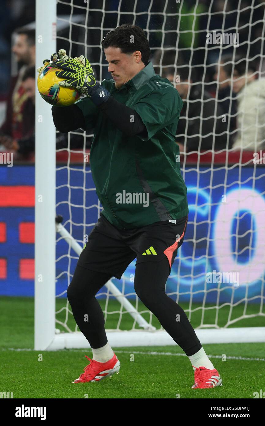 Rome, Italy. 02nd Feb, 2025. Mile Svilar of AS Roma In the warm-up ...