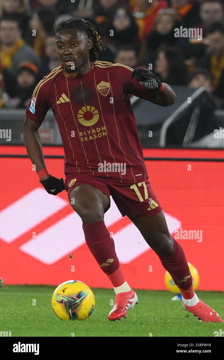 Rome, Italy. 02nd Feb, 2025. Manu Kone of AS Roma in action during the ...