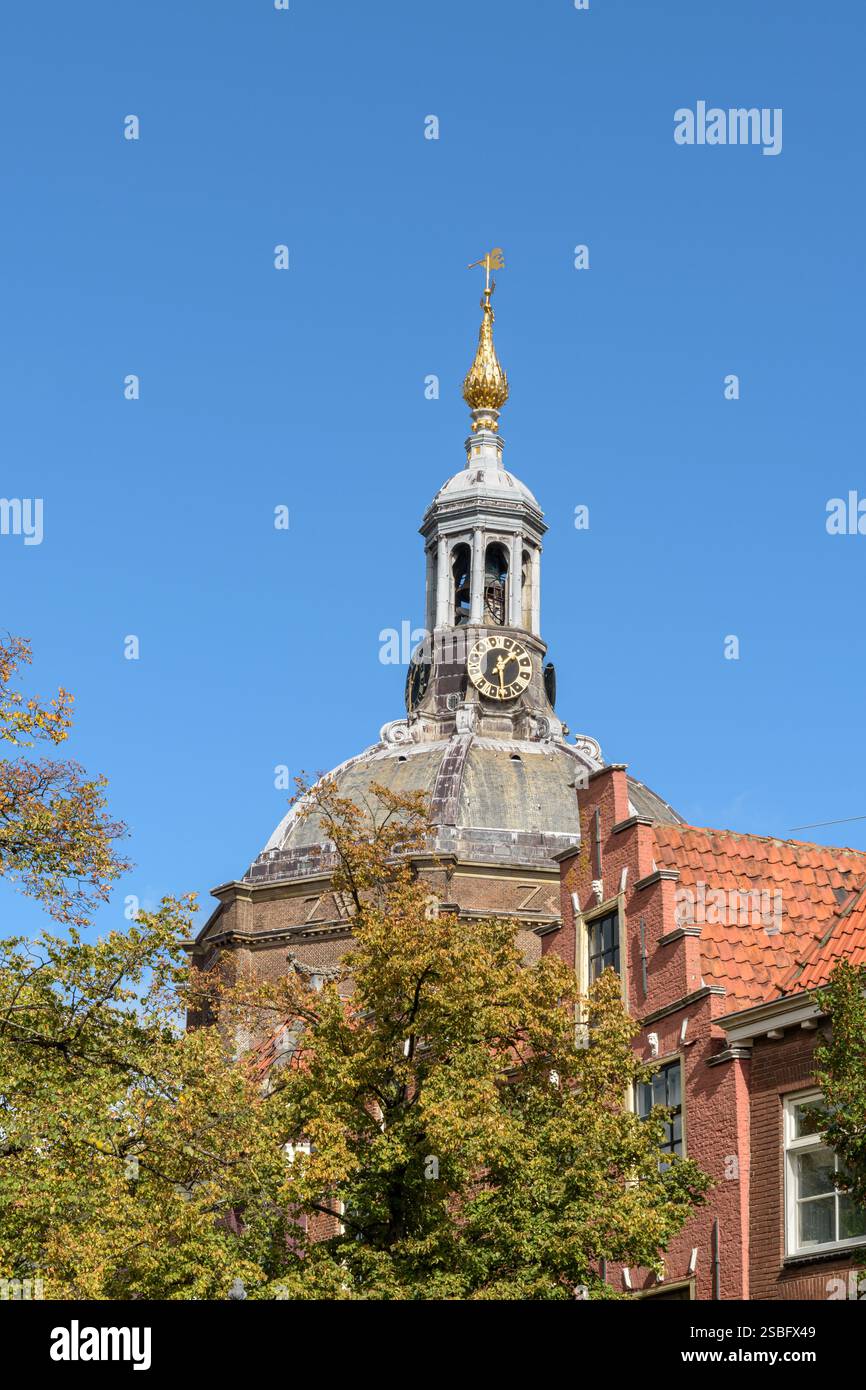 The protestant church Marekerk in the historic town center of Leiden in ...