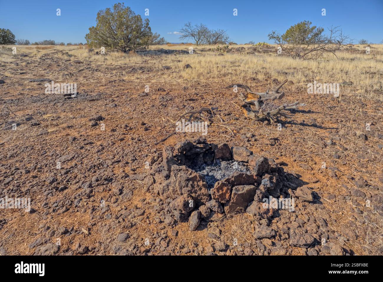 Campfire Pit on the edge of Rarick Canyon AZ Stock Photo - Alamy