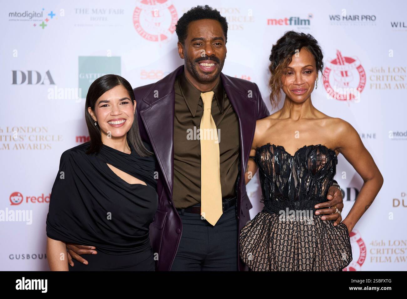 America Ferrera, from left, Colman Domingo and Zoe Saldana pose for ...
