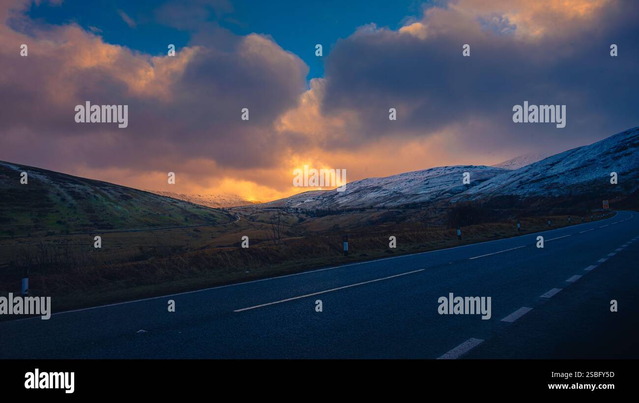 The A470 road going over Storey Arms Pass, Brecon Beacons AKA Bannau ...