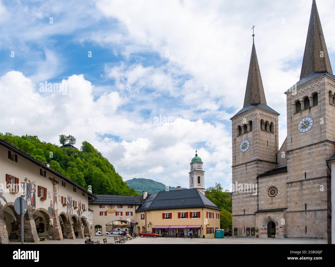 Downtown of Berchtesgaden, famous historic town in Nationalpark ...