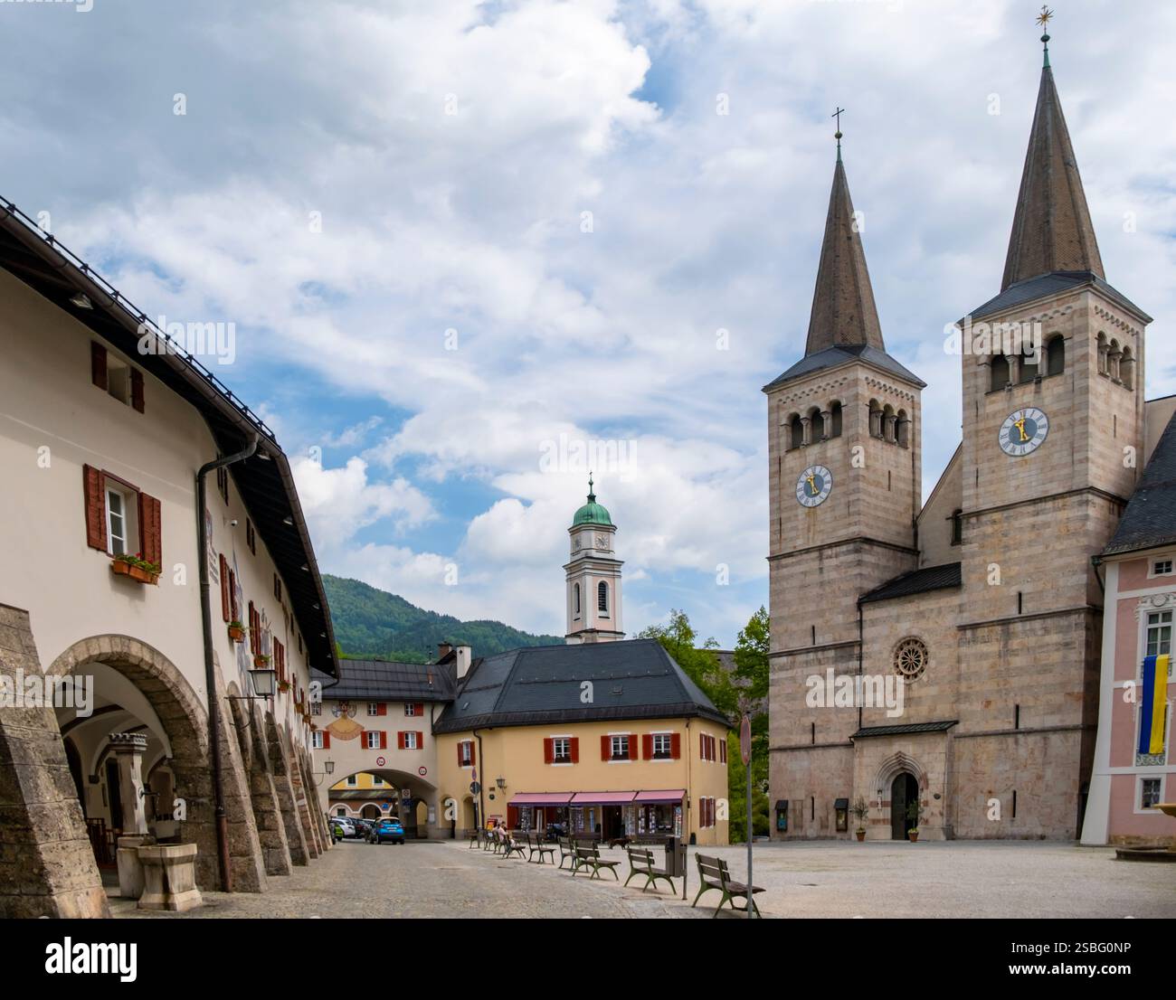 Downtown of Berchtesgaden, famous historic town in Nationalpark ...