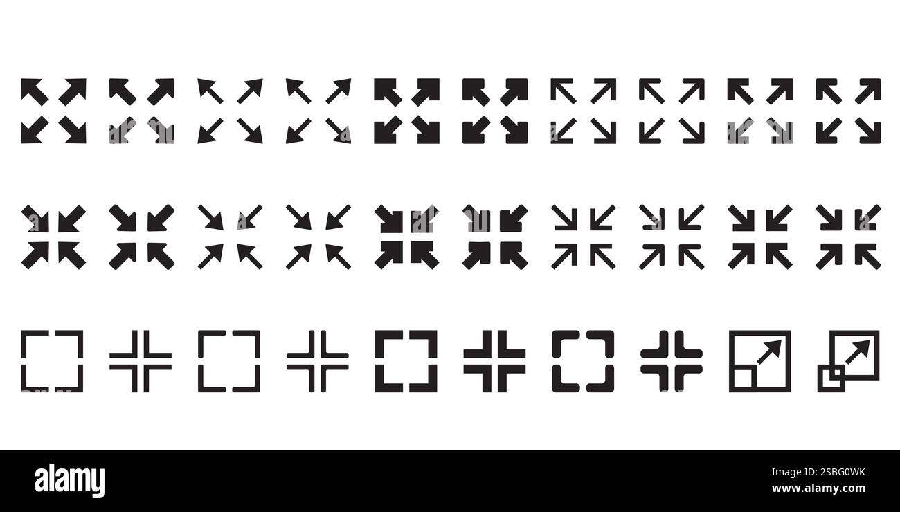 Full screen and exit full screen icon set Stock Vector Image & Art - Alamy