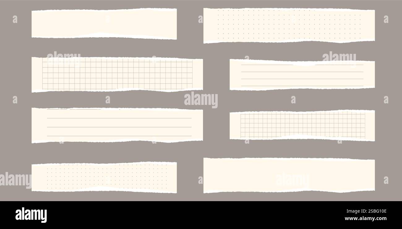 Paper scraps. Torn pieces of paper, with torn edges for notes ...