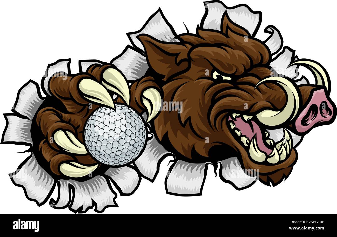 Boar Wild Hog Razorback Warthog Pig Golf Mascot Stock Vector Image ...