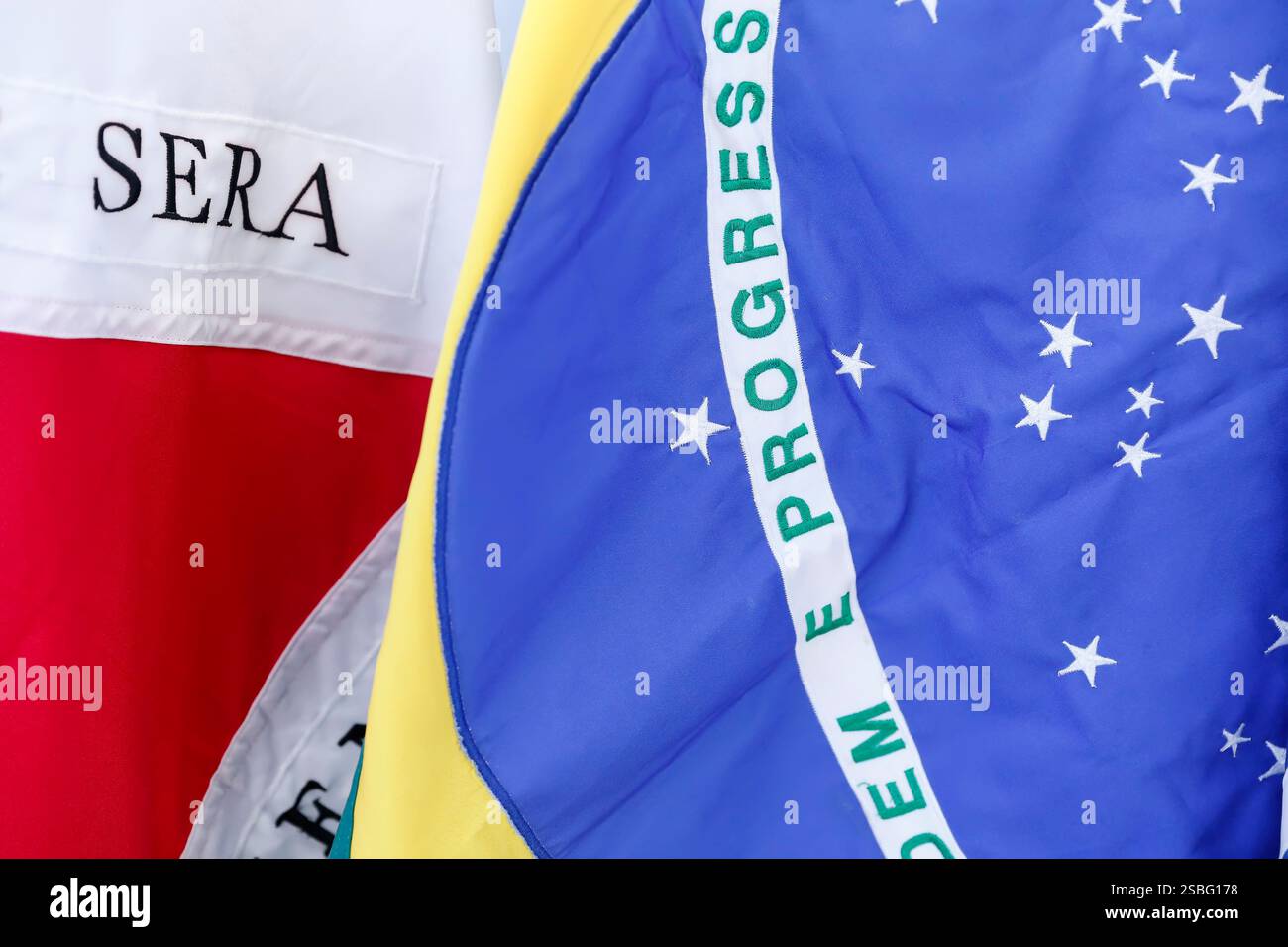 Brazil and Minas Gerais state flag - red color and horizontal white ...