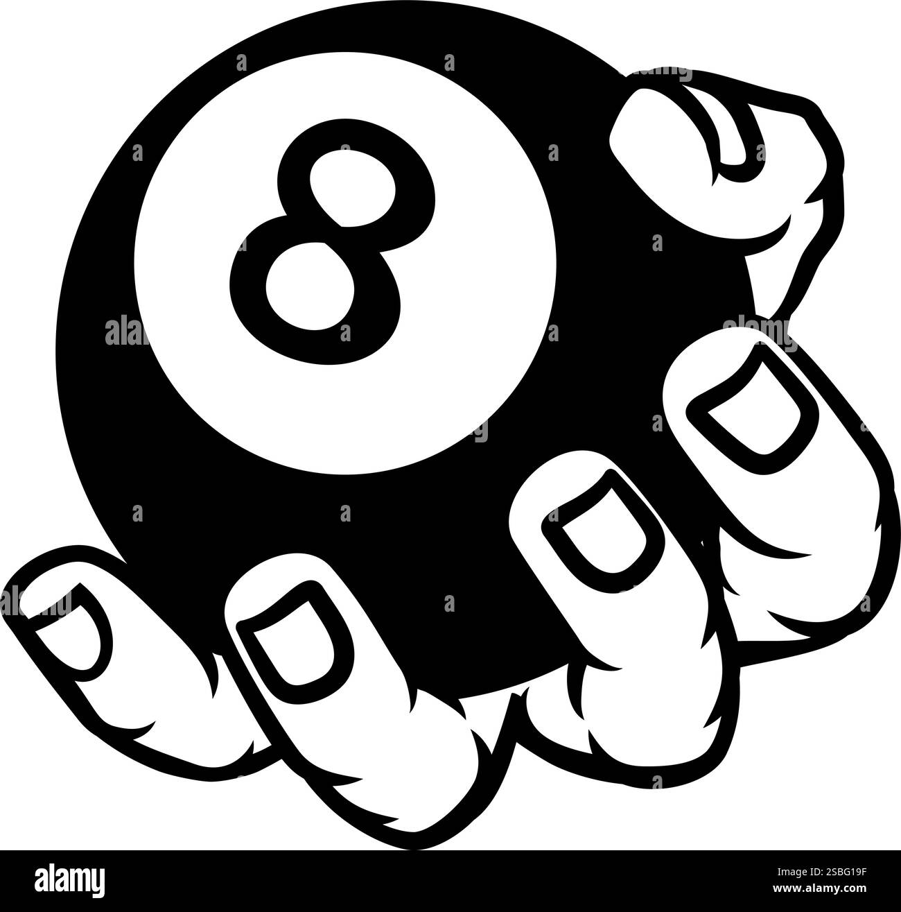 Mascot Person Hand Holding Pool Billiards 8 Ball Stock Vector Image ...