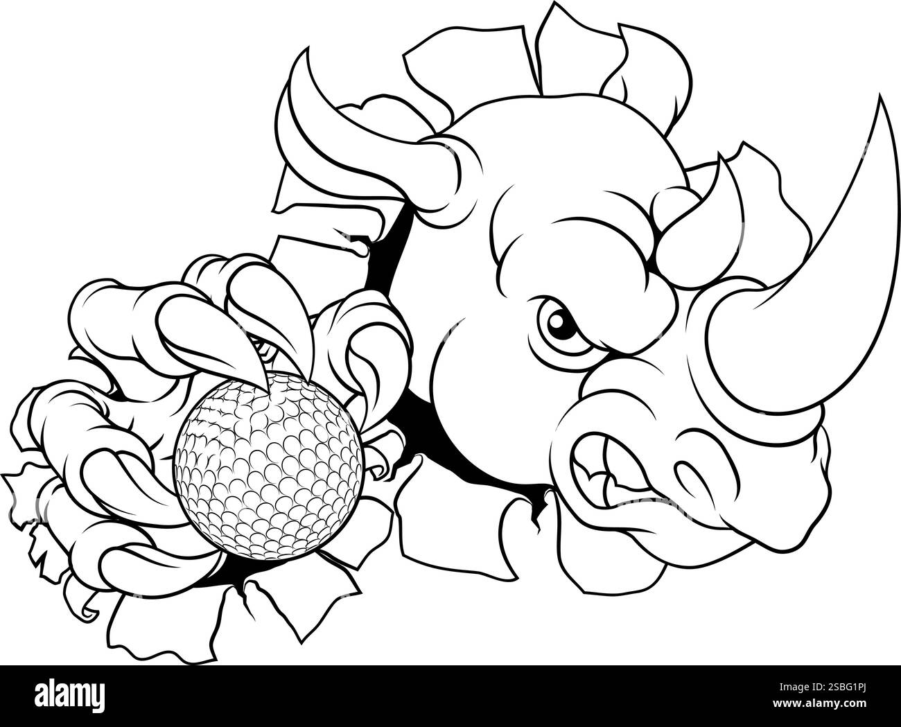 Rhino Rhinoceros Golf Cartoon Sports Mascot Stock Vector Image & Art ...