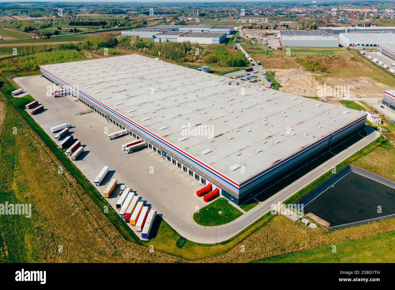 Poland, Mszczonów, the Elite logistic park: aerial view of the ID Logistics central warehouse ...