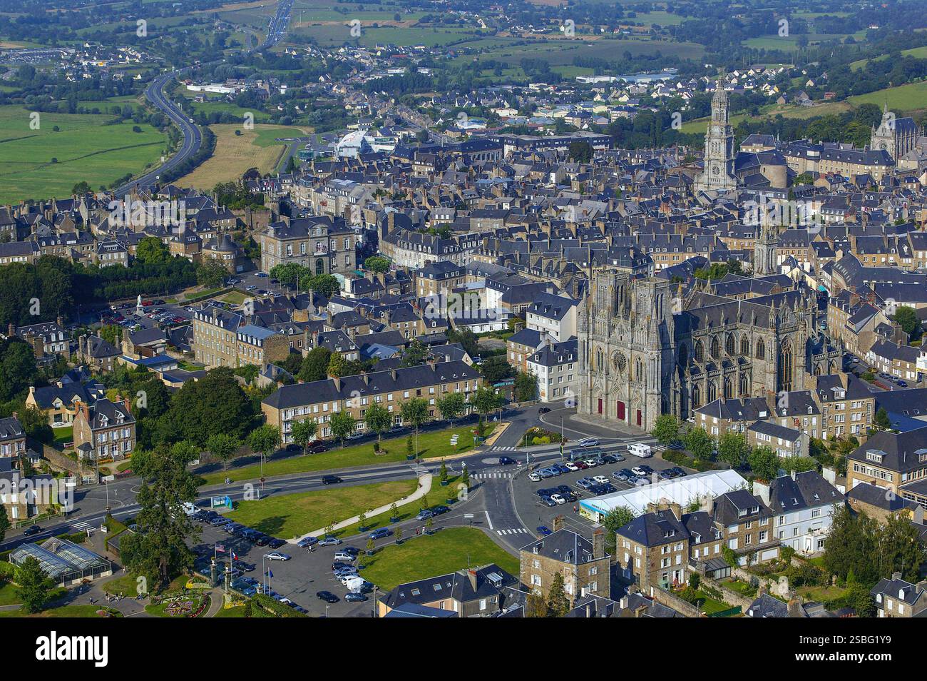 Avranches (Normandy, north-western France): aerial view of the Church ...