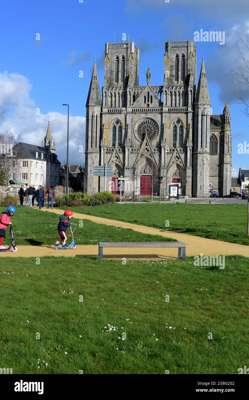 Avranches (Normandy, north-western France): outside of the Church of ...