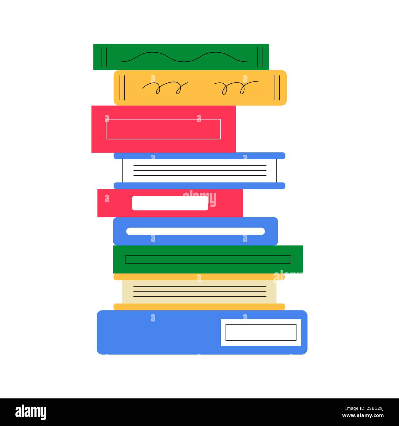 Stack Of Colorful Books In Flat Vector Illustration Symbolizing Reading ...