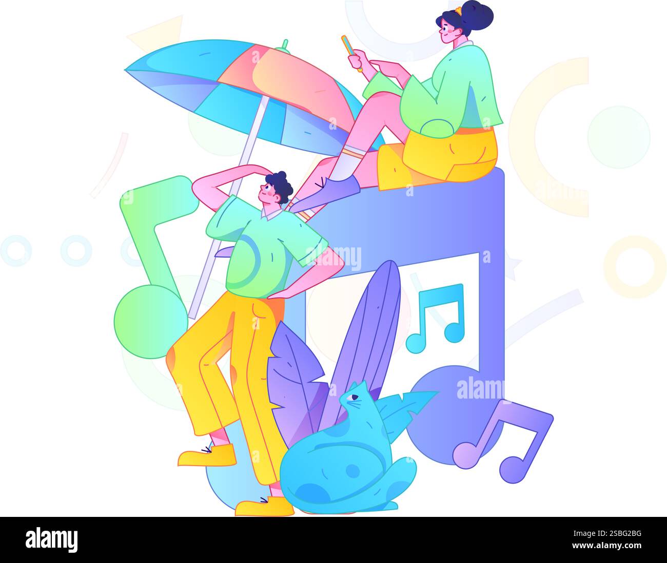 Music characters scene flat vector concept operation illustration Stock ...