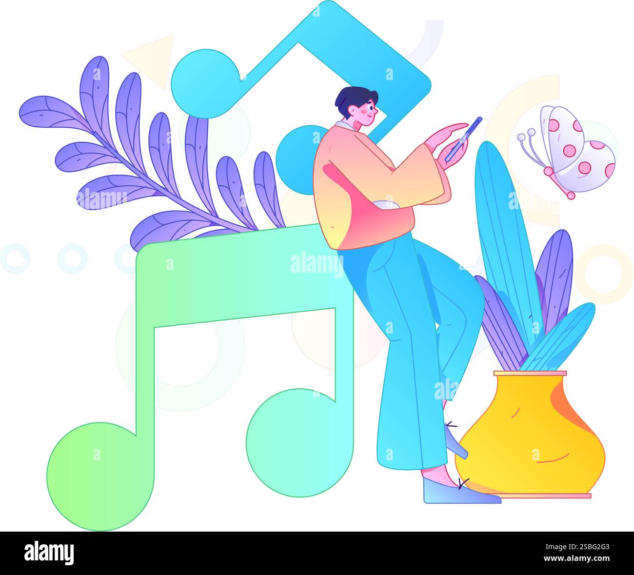 Music characters scene flat vector concept operation illustration Stock ...