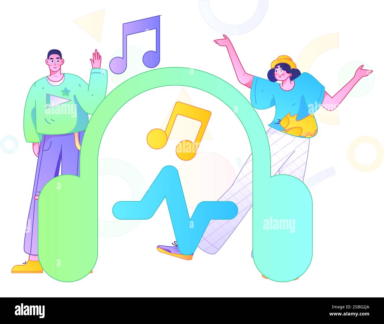 Music characters scene flat vector concept operation illustration Stock ...