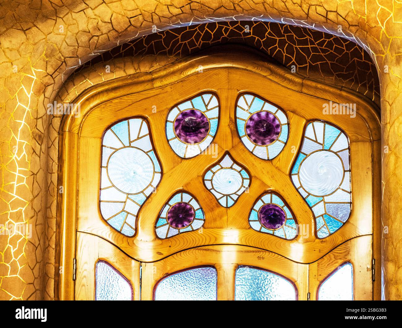 Close up of a door inside the Casa Batlló designed by Antoni Gaudi, in ...