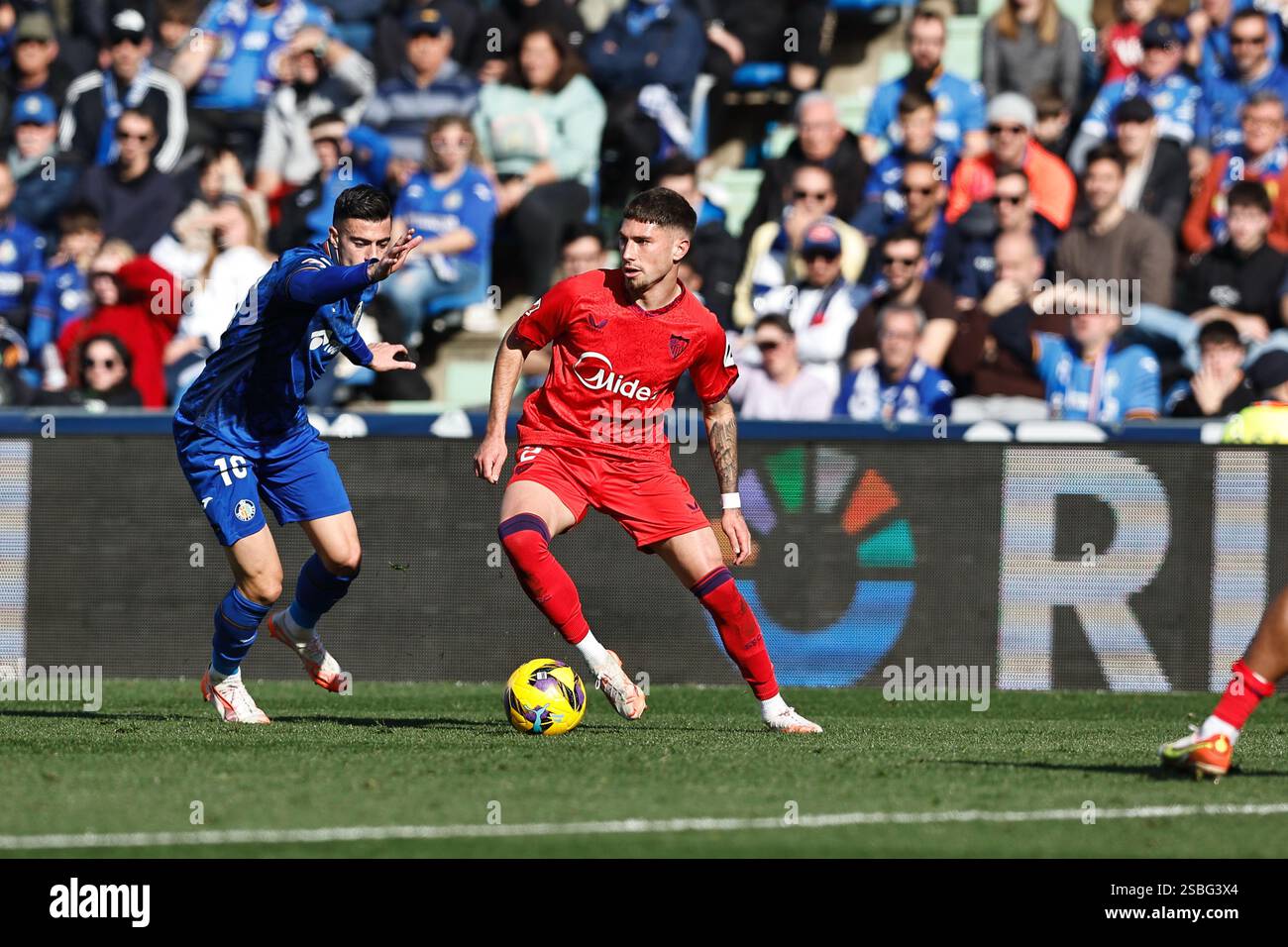 Getafe, Spain. 1st Feb, 2025. (L-R) Diego Rico (Getafe), Jose Angel ...