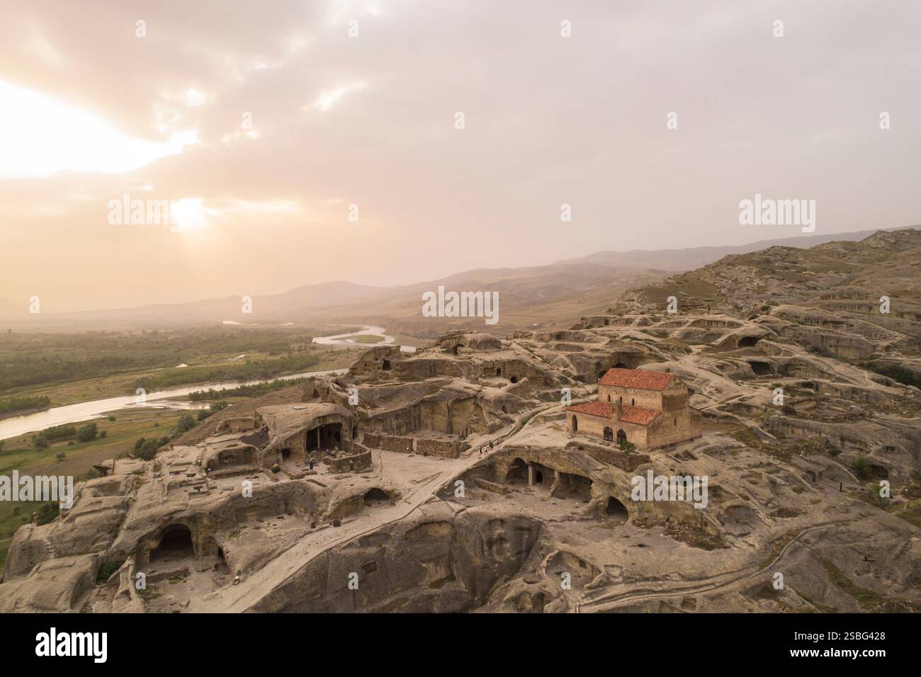 Ancient cave town Uplistsikhe carved into the sandstone cliffs, Georgia ...