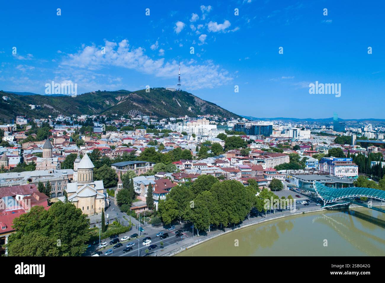 Mtkvari River known as Kura River flowing through the heart of the ...