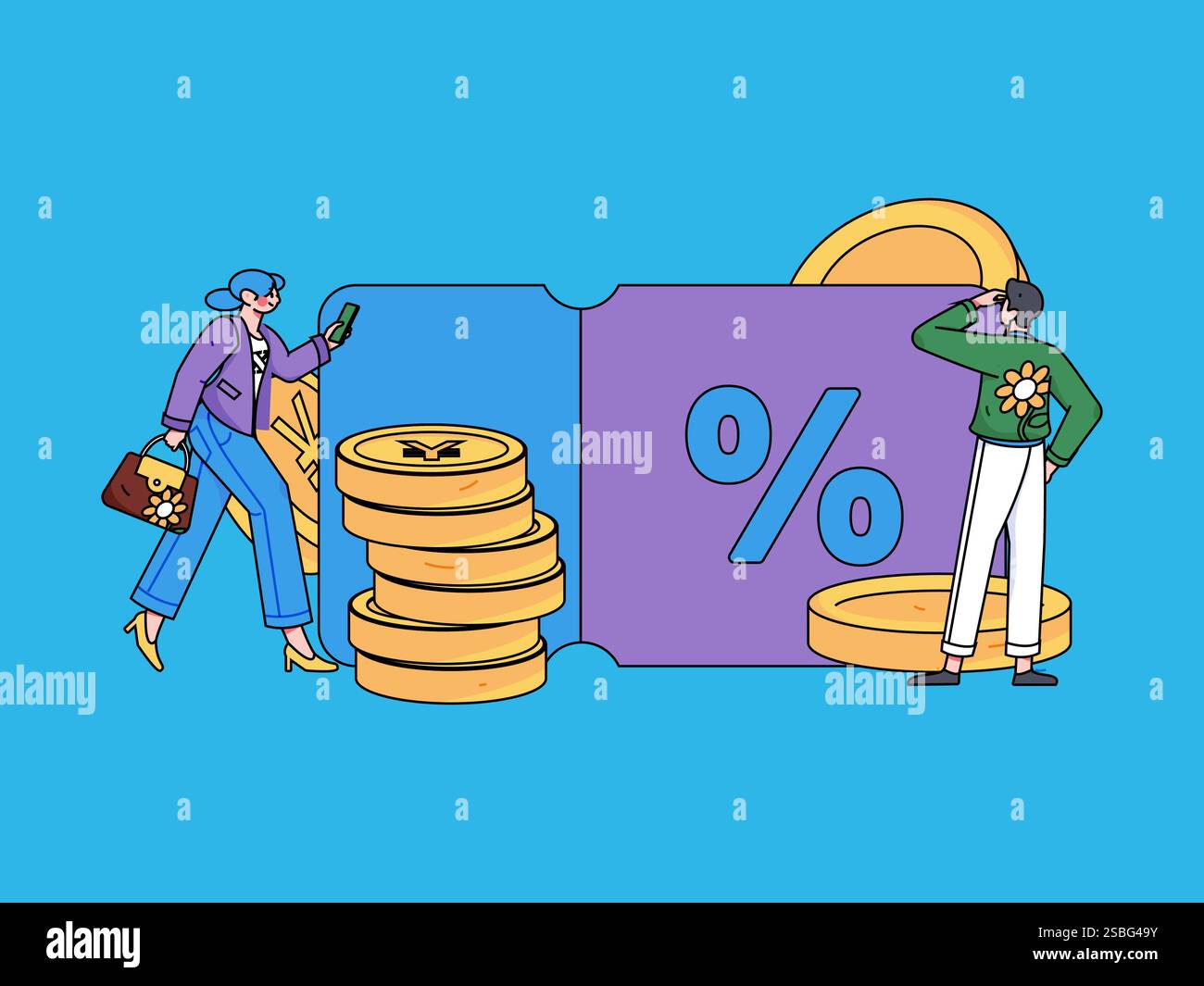 Online shopping e-commerce coupon concept flat vector concept operation ...