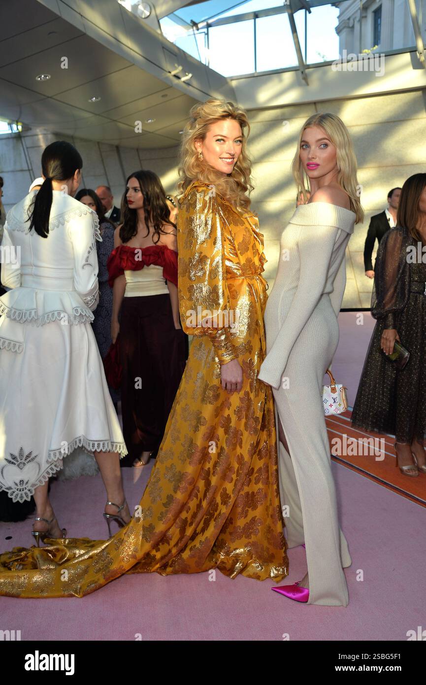 Martha Hunt (L) and Elsa Hosk arriving at the CFDA Fashion Awards at ...