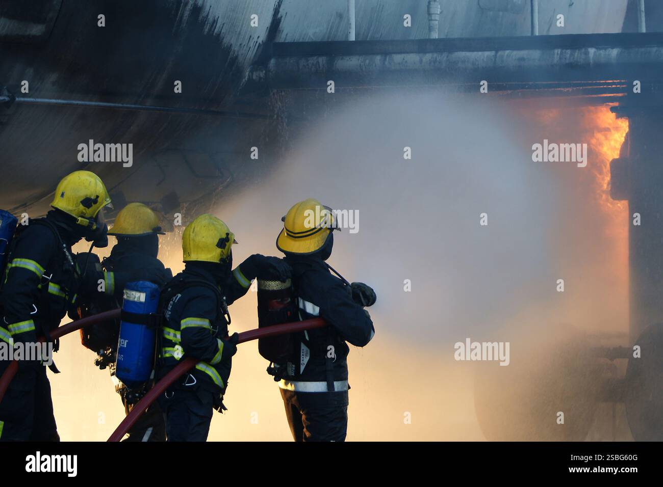 Aircraft fire, Air crash at airport Stock Photo - Alamy