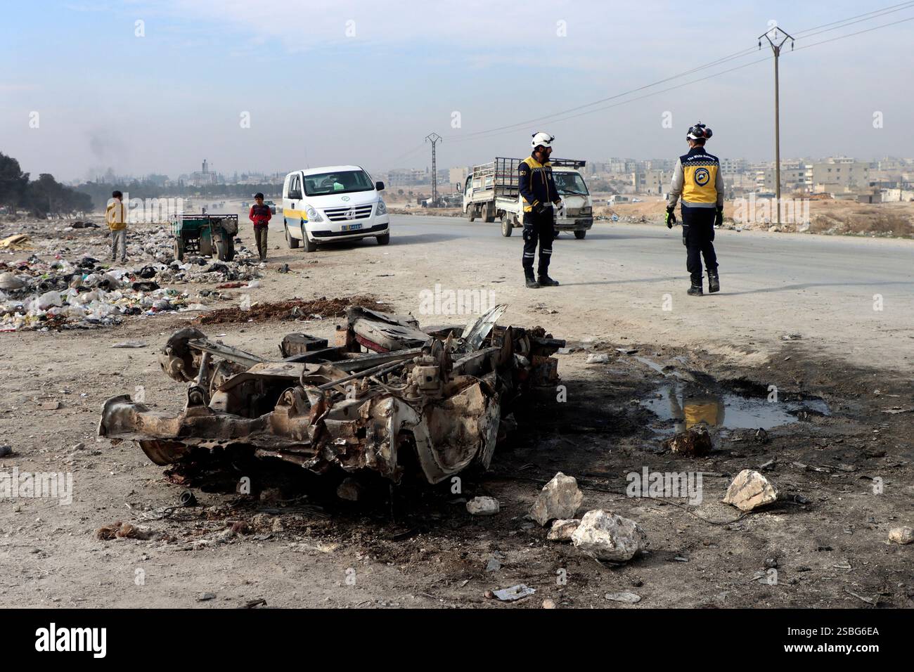 In this photo provided by the Syrian Civil Defense White Helmets, which ...