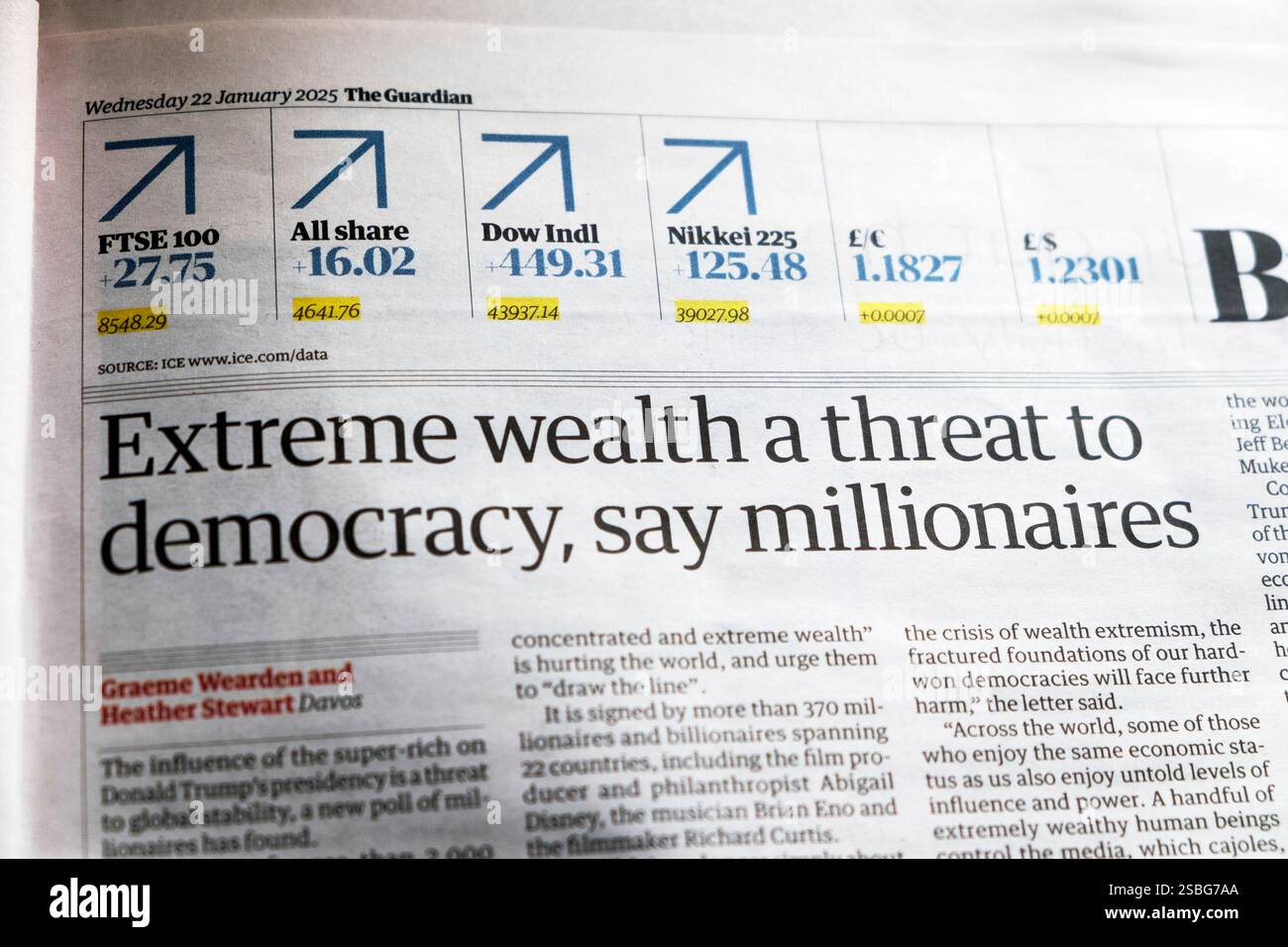 'Extreme wealth a threat to democracy, say millionaires' Guardian ...