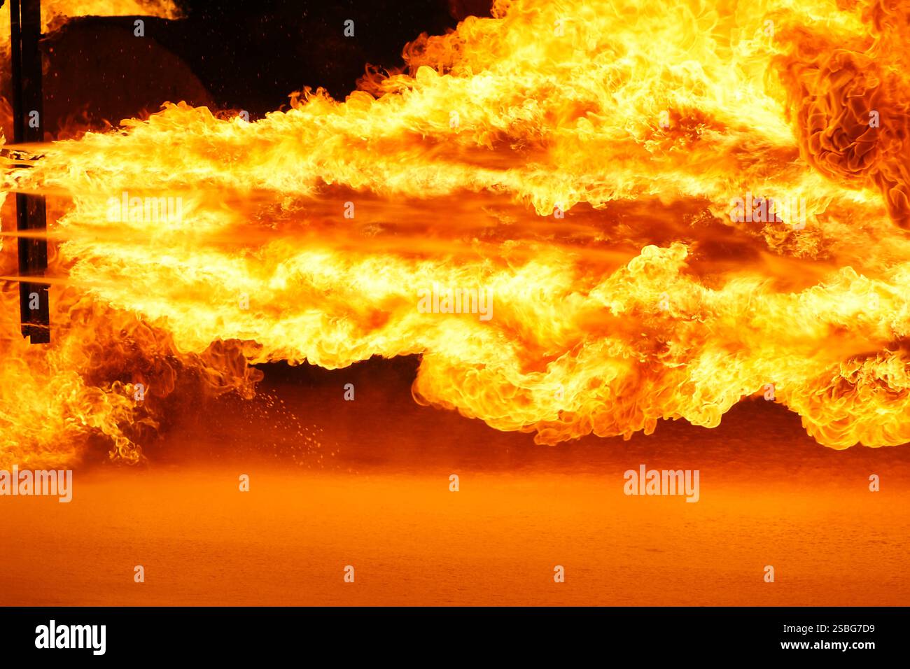 Aircraft engine fire at airport, airport emergency Stock Photo - Alamy